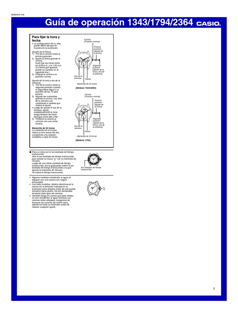 Reloj Casio Manual PDF | PDF | Reloj | Hora