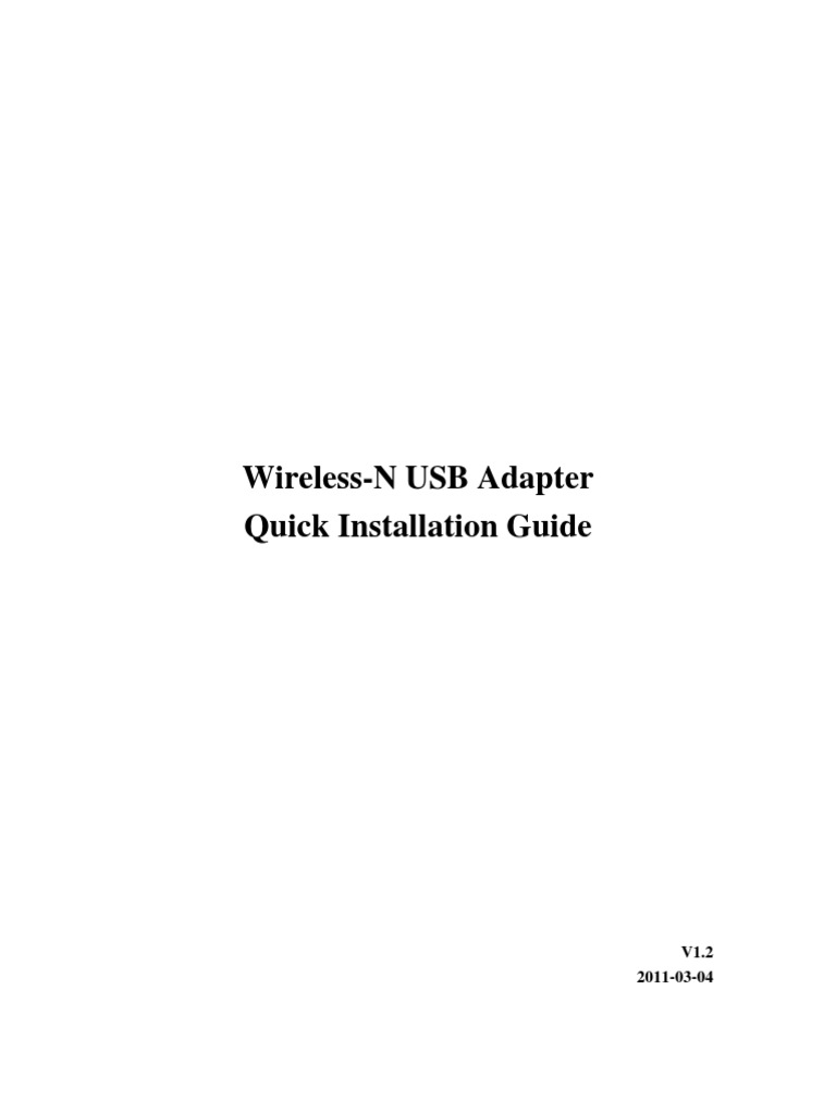Wireless-N USB Adapter QIG V1.3 | PDF | Installation (Computer Programs) | Usb