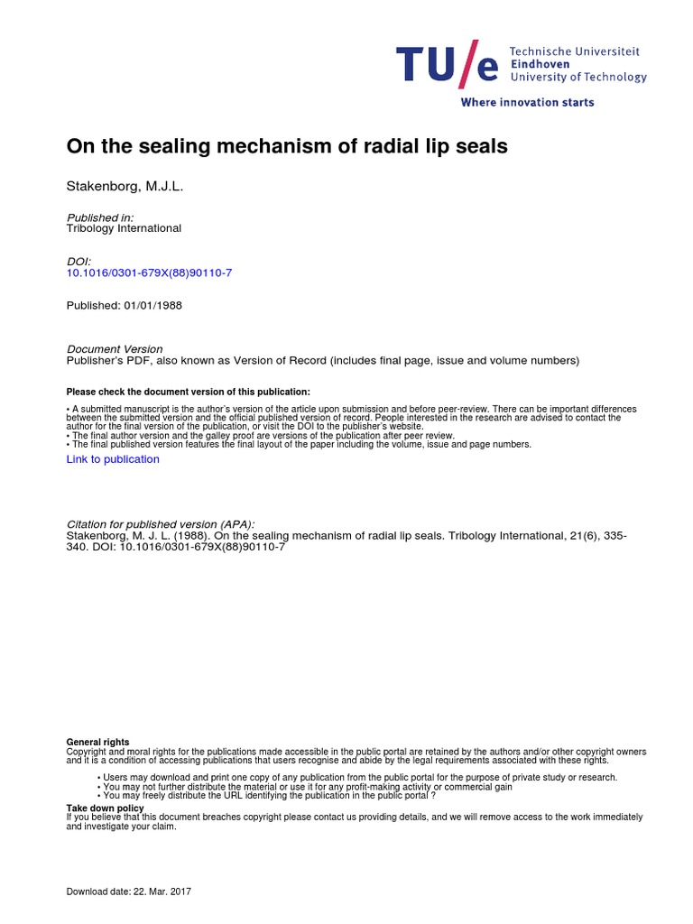Oil Seal Guide | PDF | Wetting | Stress (Mechanics)