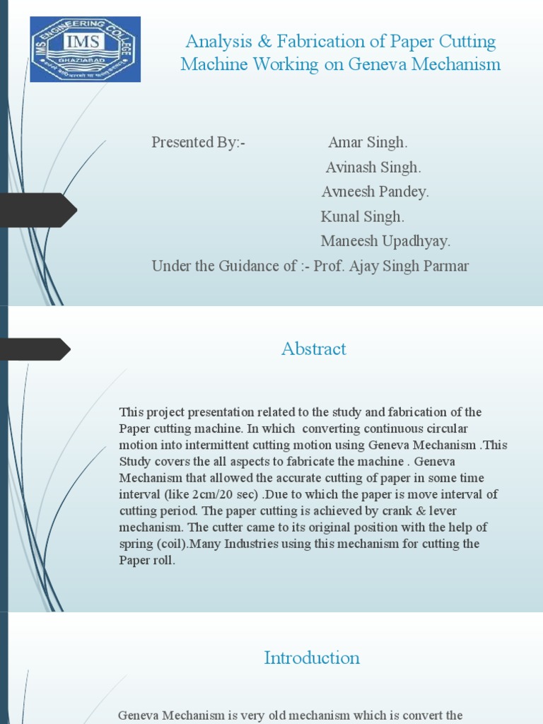 Design and Analysis of Paper Cutting Machine Using | PDF | Machines ...