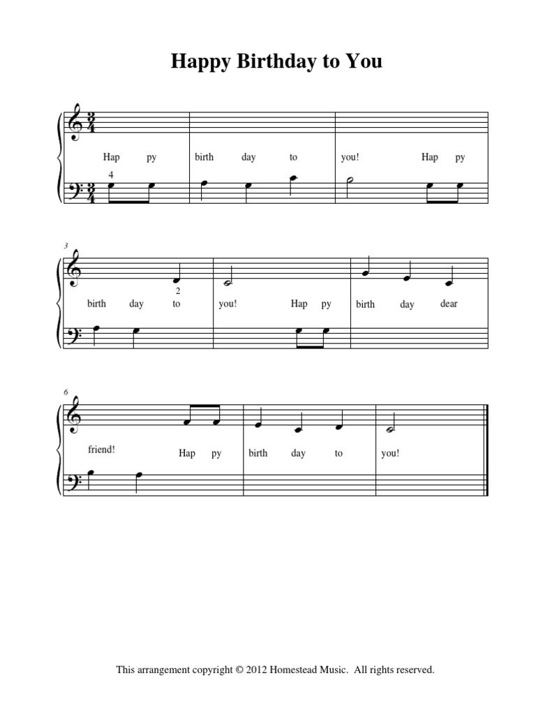 Happy Birthday - Primer Piano Solo | PDF