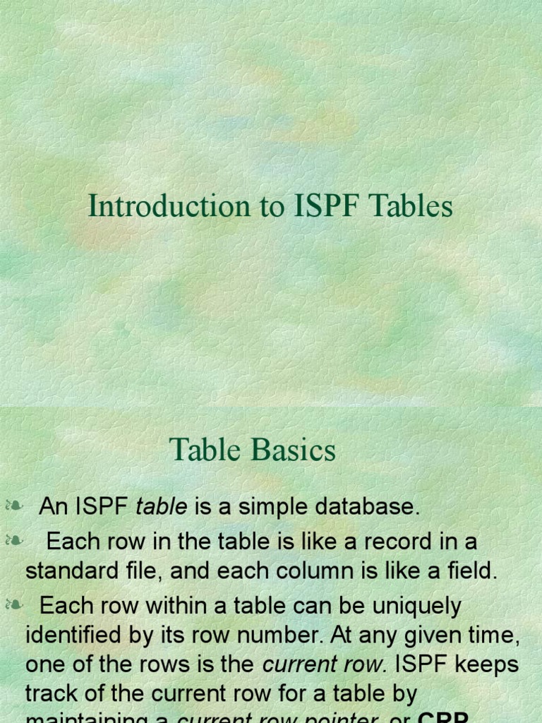 ISPF Tables | PDF | Table (Database) | Computer Data
