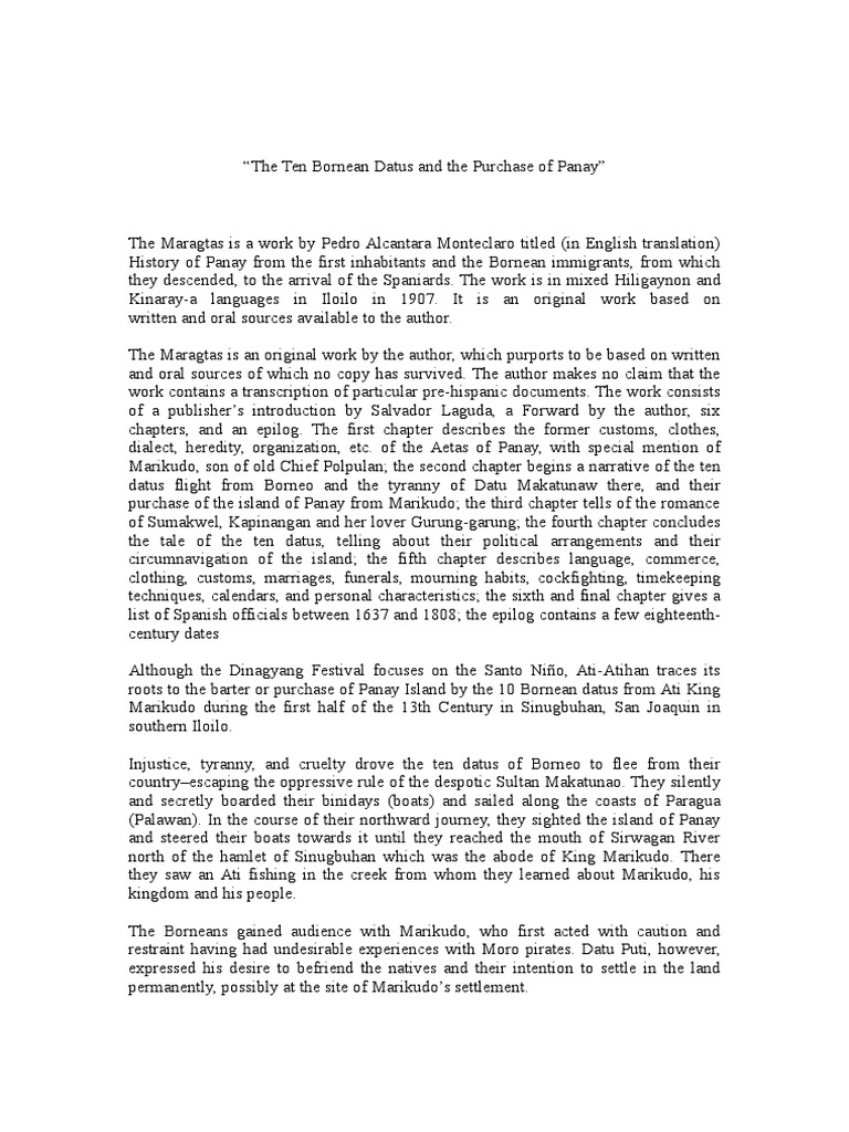 Ten Bornean Datus and Panay Purchase | PDF | Philippines