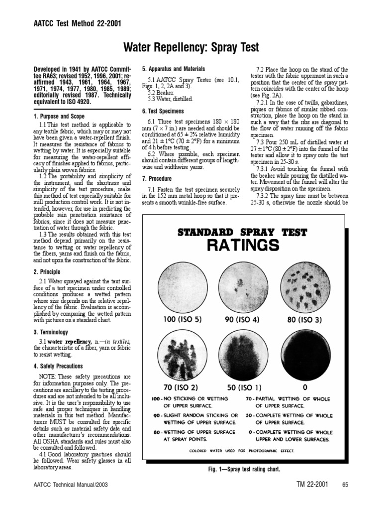 Water Repellency (Spray Test) | PDF | Textiles | Variance