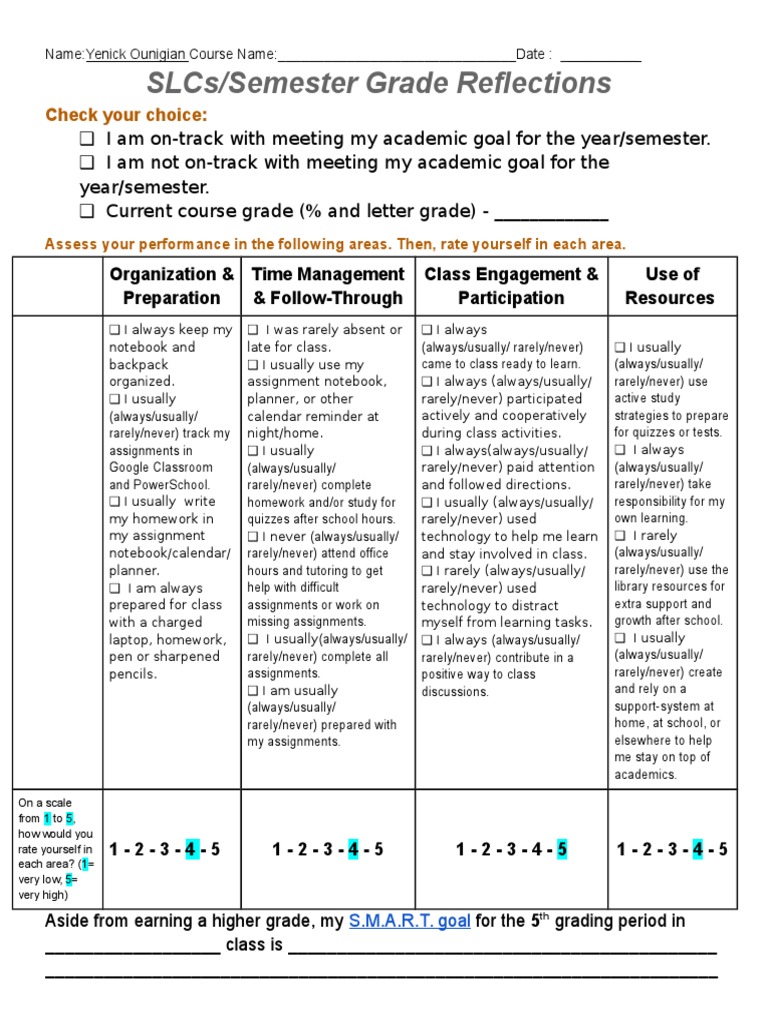 Academic Performance Self-Assessment | PDF | Homework | Pedagogy