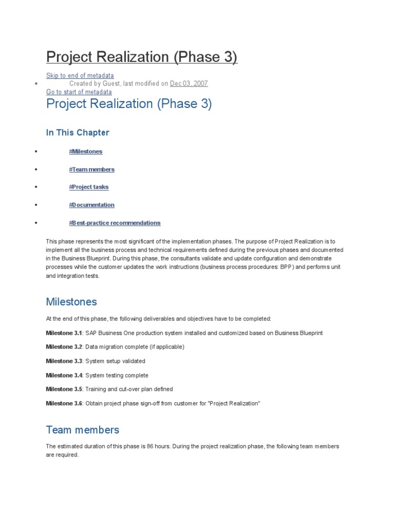 Project Realization | PDF | Verification And Validation | Business Process