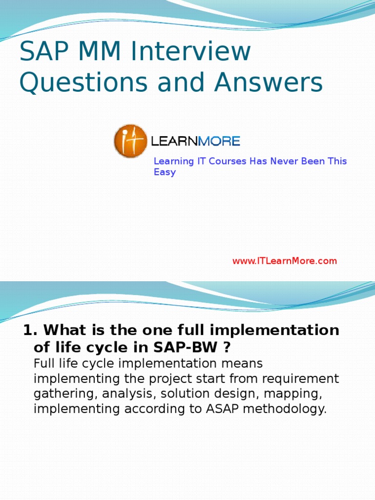 SAP MM Interview Questions and Answers: Learning IT Courses Has Never Been This Easy | PDF ...