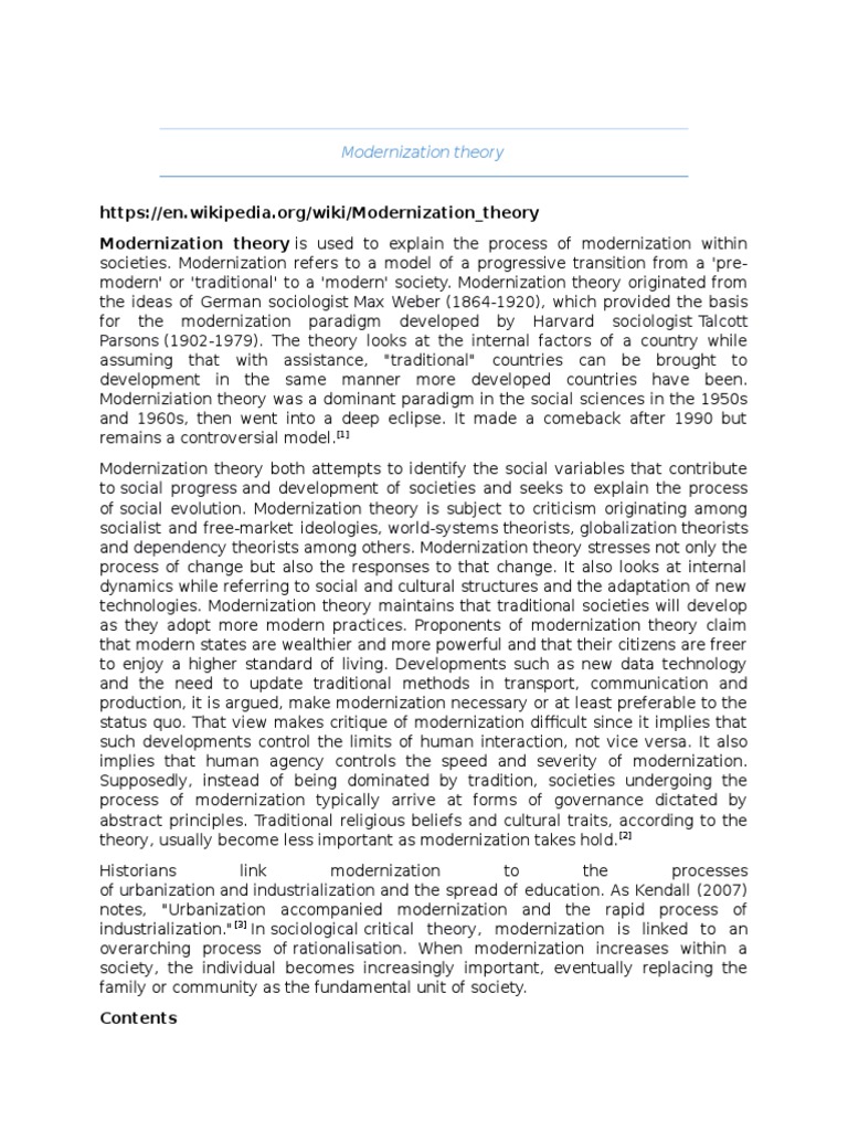 Modernization Theory | PDF | Modernization Theory | Sociology