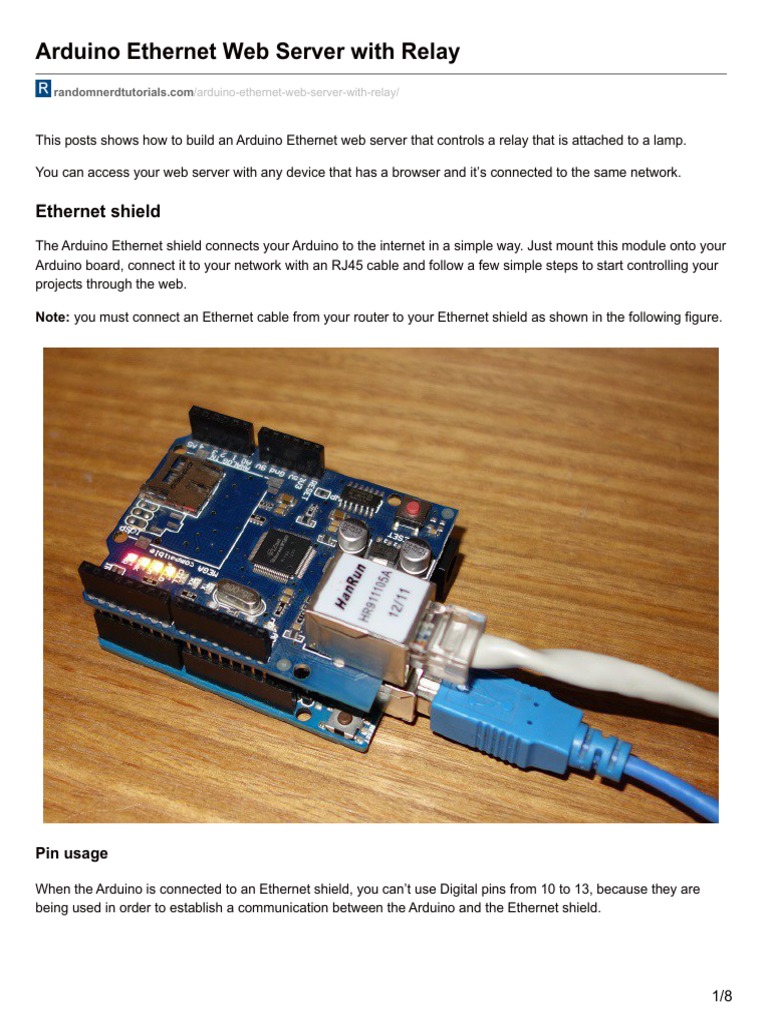 Arduino Ethernet Web Server With Relay | PDF | Hypertext Transfer Protocol | Ip Address