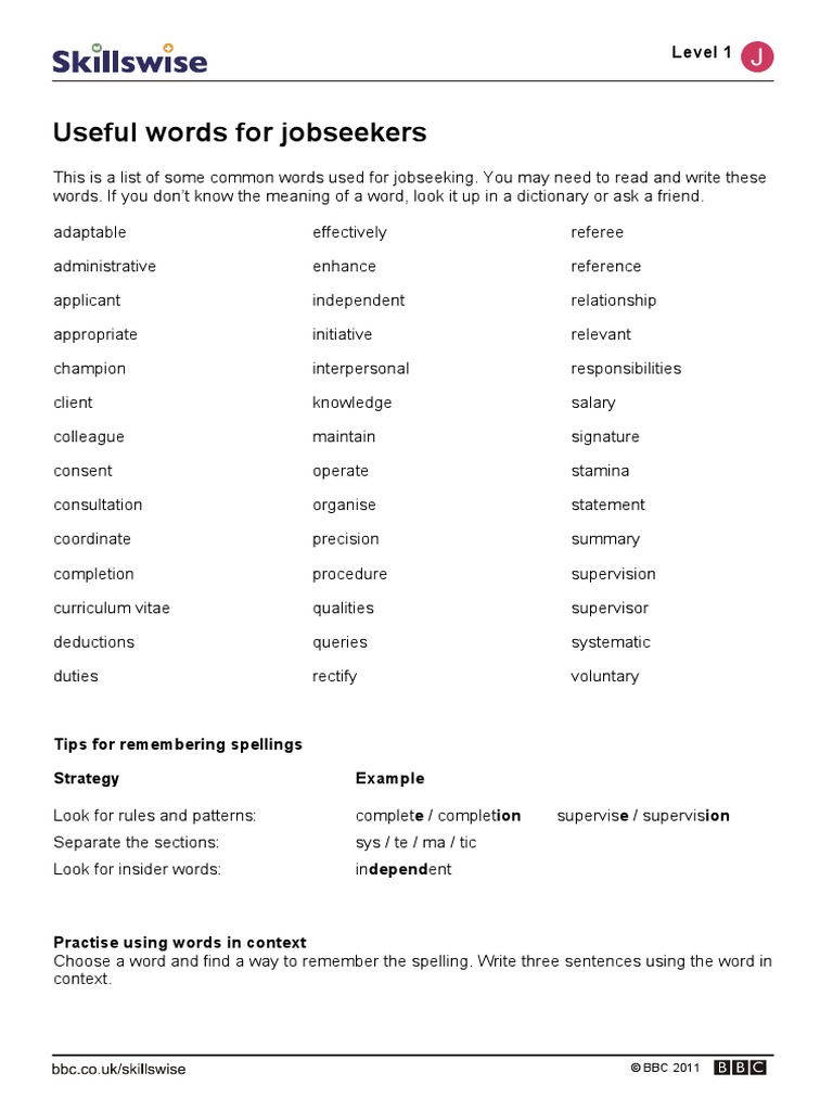 Jo14seek l1 F Words For | PDF | Career & Growth | Computers