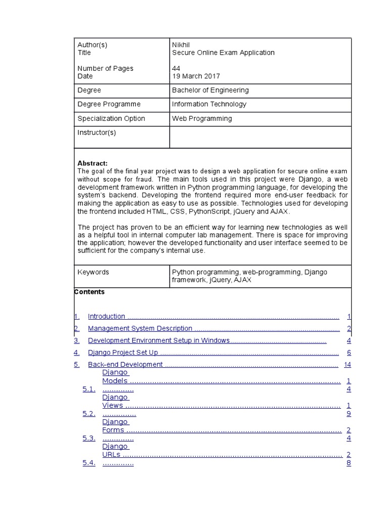 Online Exam Documentation Download Free Pdf Web Application Websites