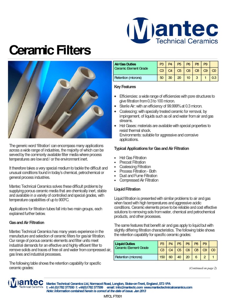 Ceramic Filters: Key Features | PDF