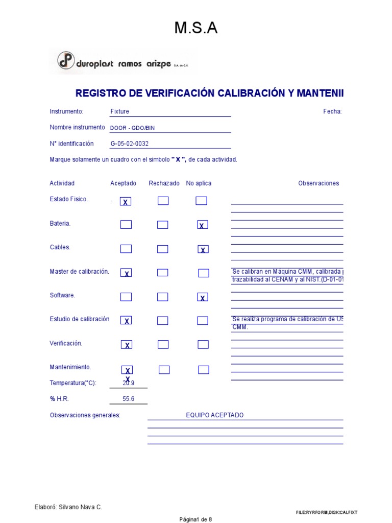 Msa y Ryr (Estudio R&R Atributos) | PDF | Calibración | Observación