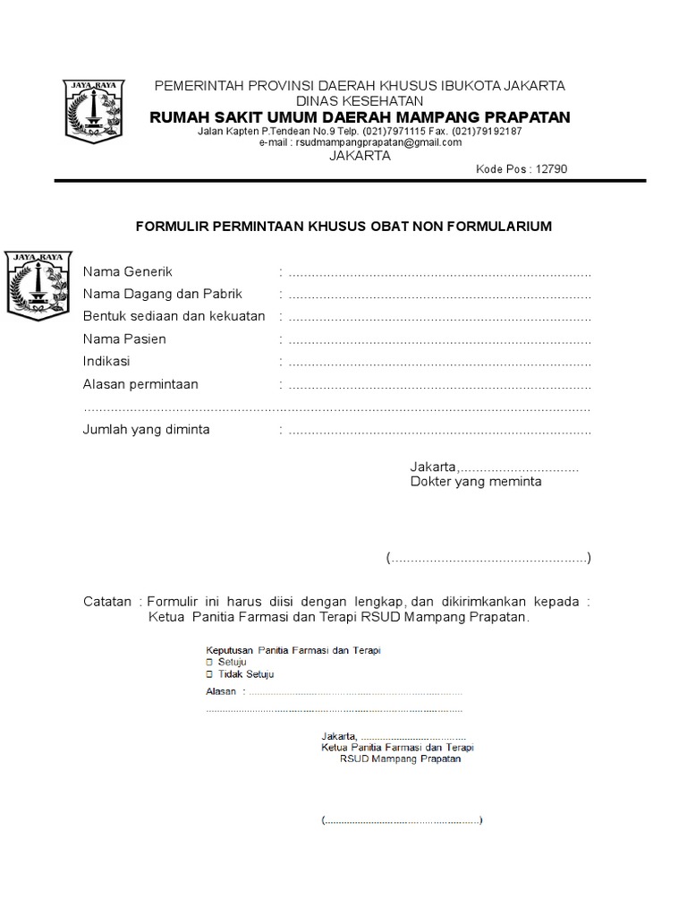 Form Permintaan Obat Diluar Formularium | PDF