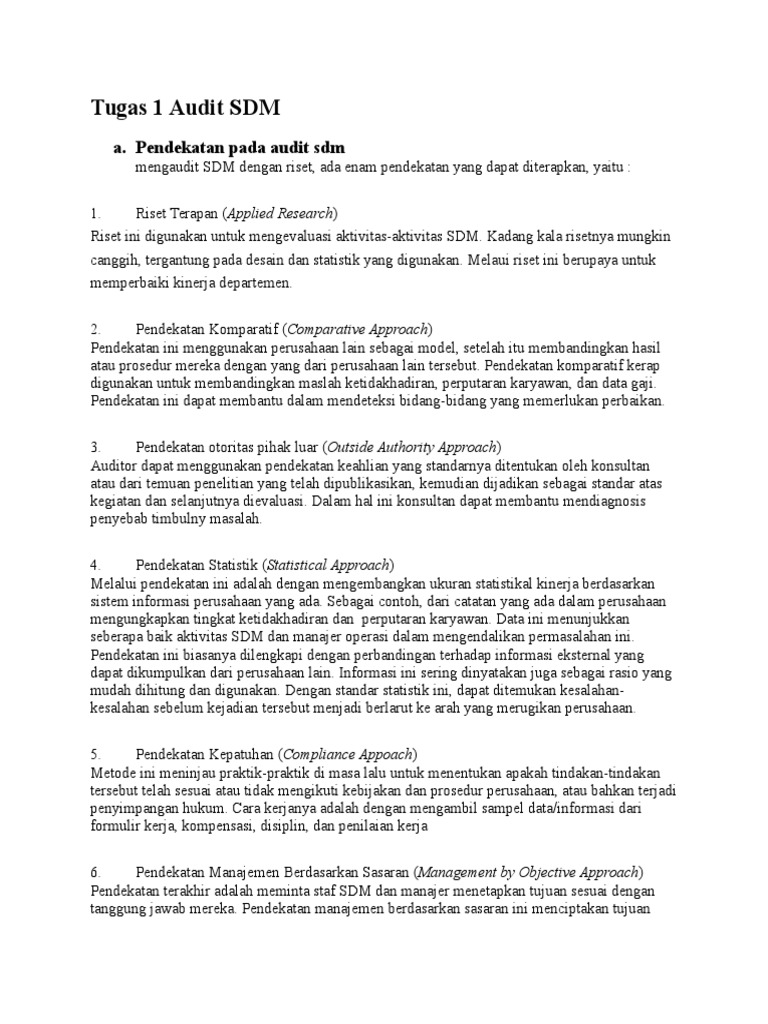 Pendekatan Audit SDM yang Efektif | PDF | Bisnis