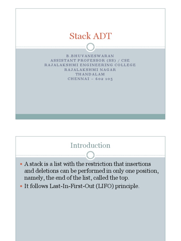 Stack ADT | PDF | Formal Methods | Computer Data