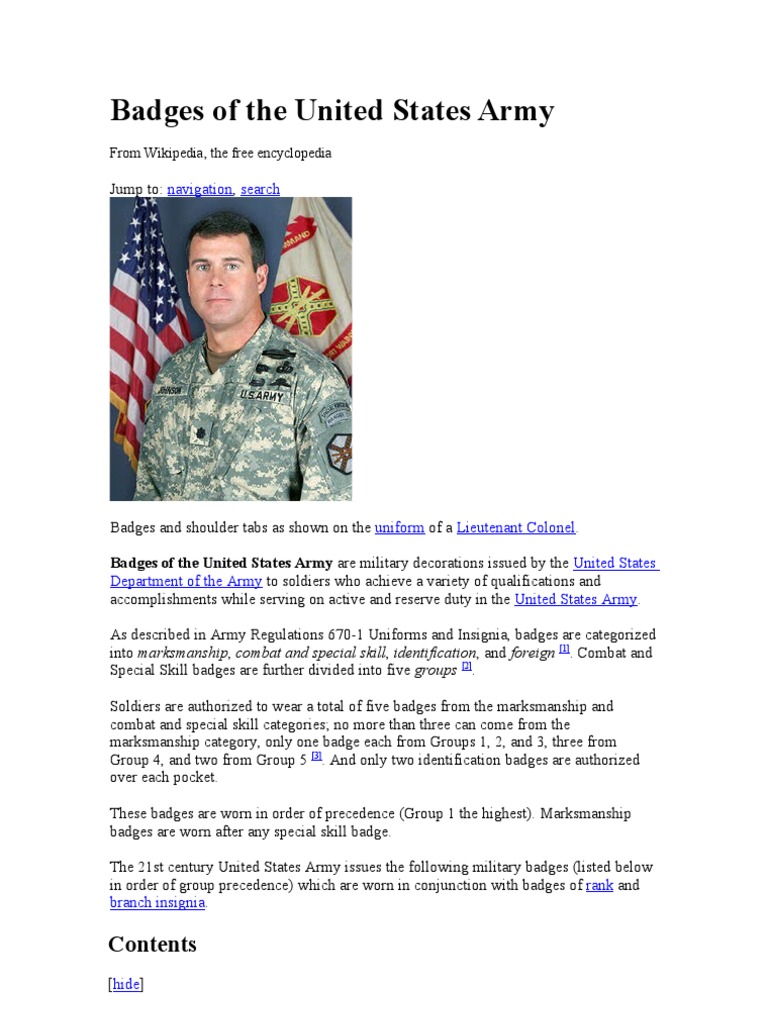 US Army Badges and Precedence Guide | PDF | Marksman | Uniforms