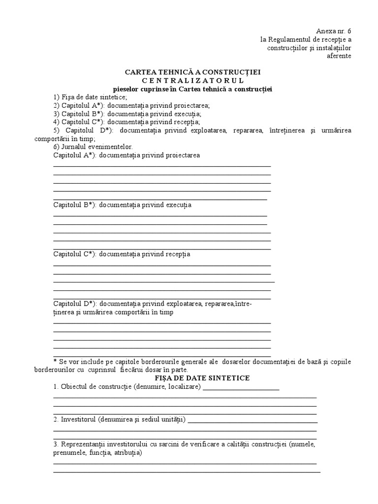 Carte Tehnica A Constructiei | PDF