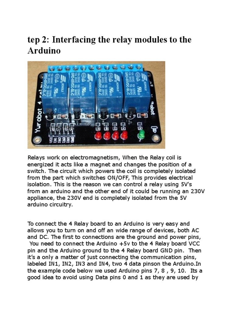 Ardiuno Relay Interfacing | PDF | Relay | Arduino