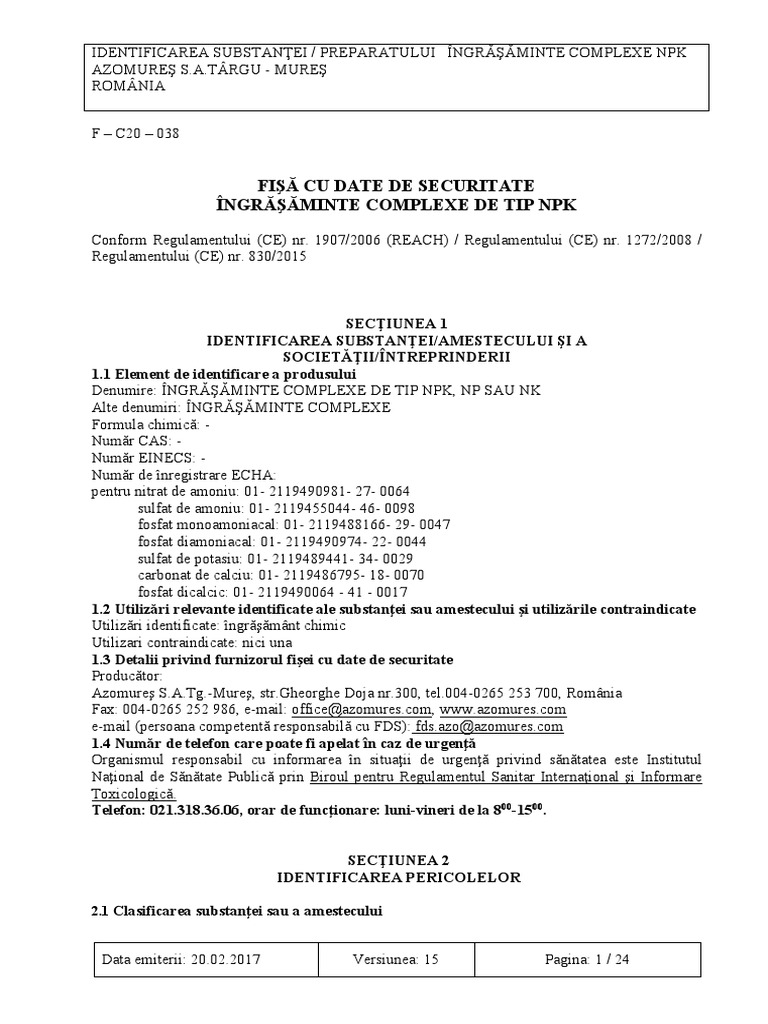 Fisa de Securitate | PDF