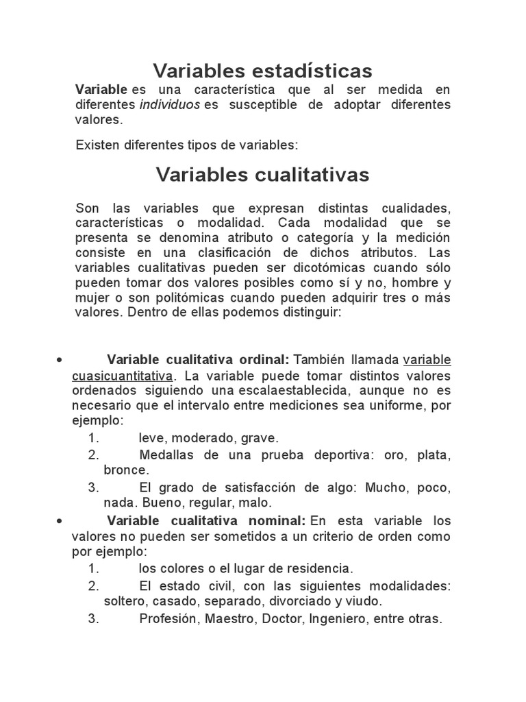 Variables Estadísticas | PDF | Enseñanza de matemática | Science