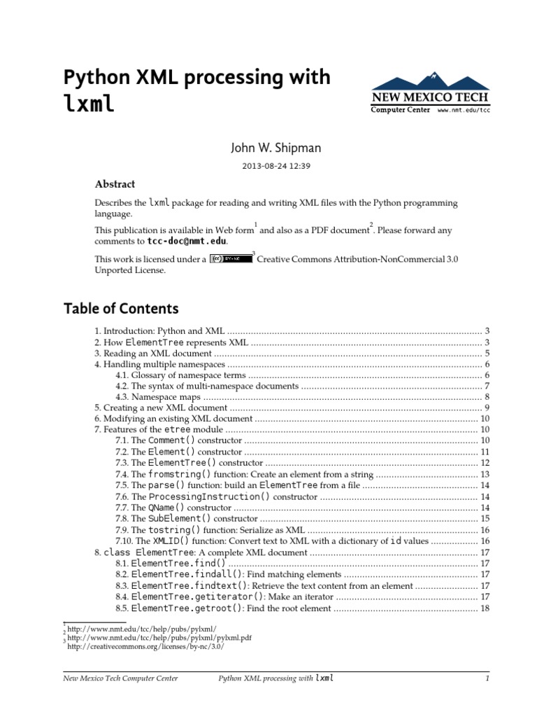 Python Xml Processing With Lxml Pdf Uniform Resource Identifier Xml Schema