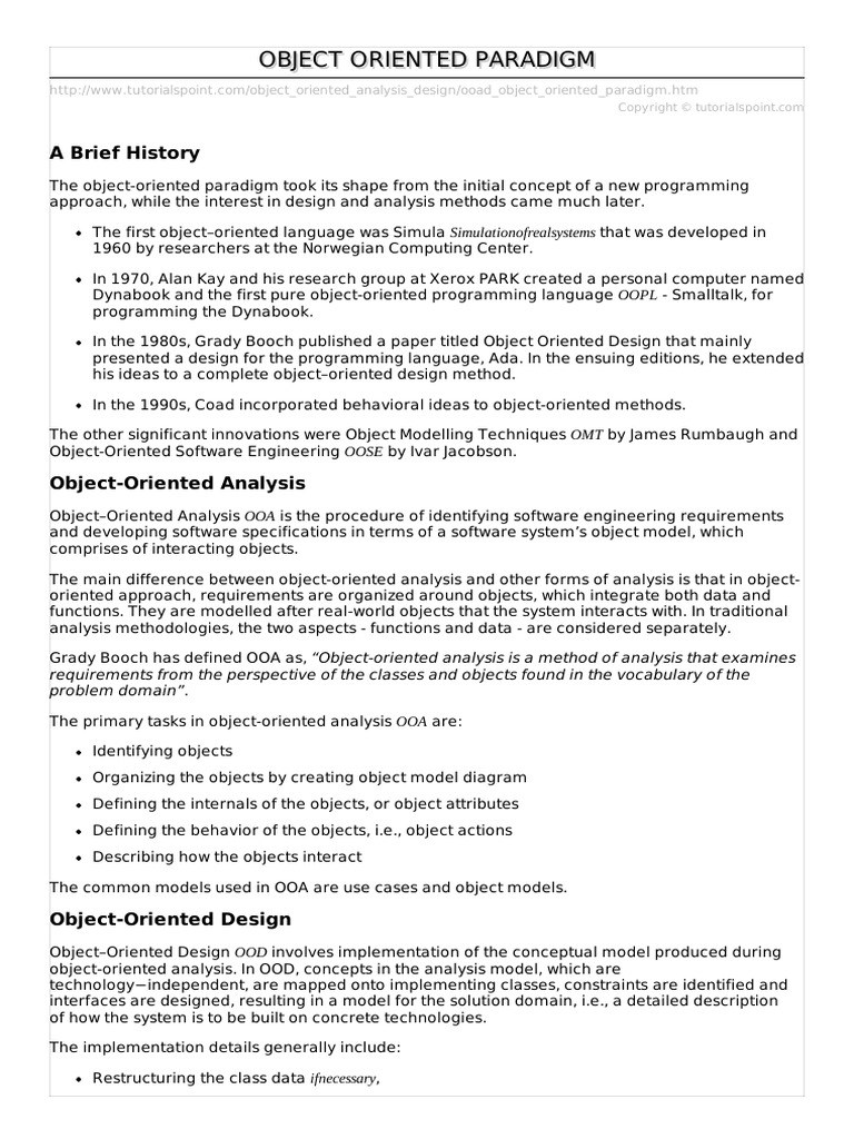 Object Oriented Paradigm Pdf Object Oriented Programming Object Computer Science 6956