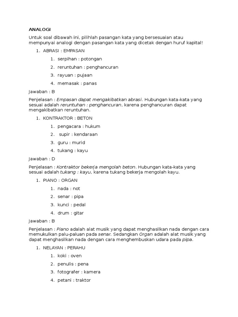 ANALOGI DAN HUBUNGAN KATA | PDF