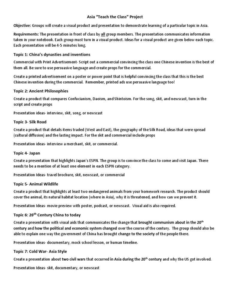 Berger Asia Research Project Directions and Rubric | PDF | Silk Road ...