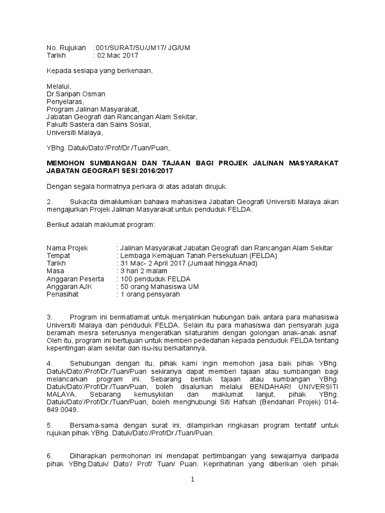 Surat Tajaan 28feb | PDF