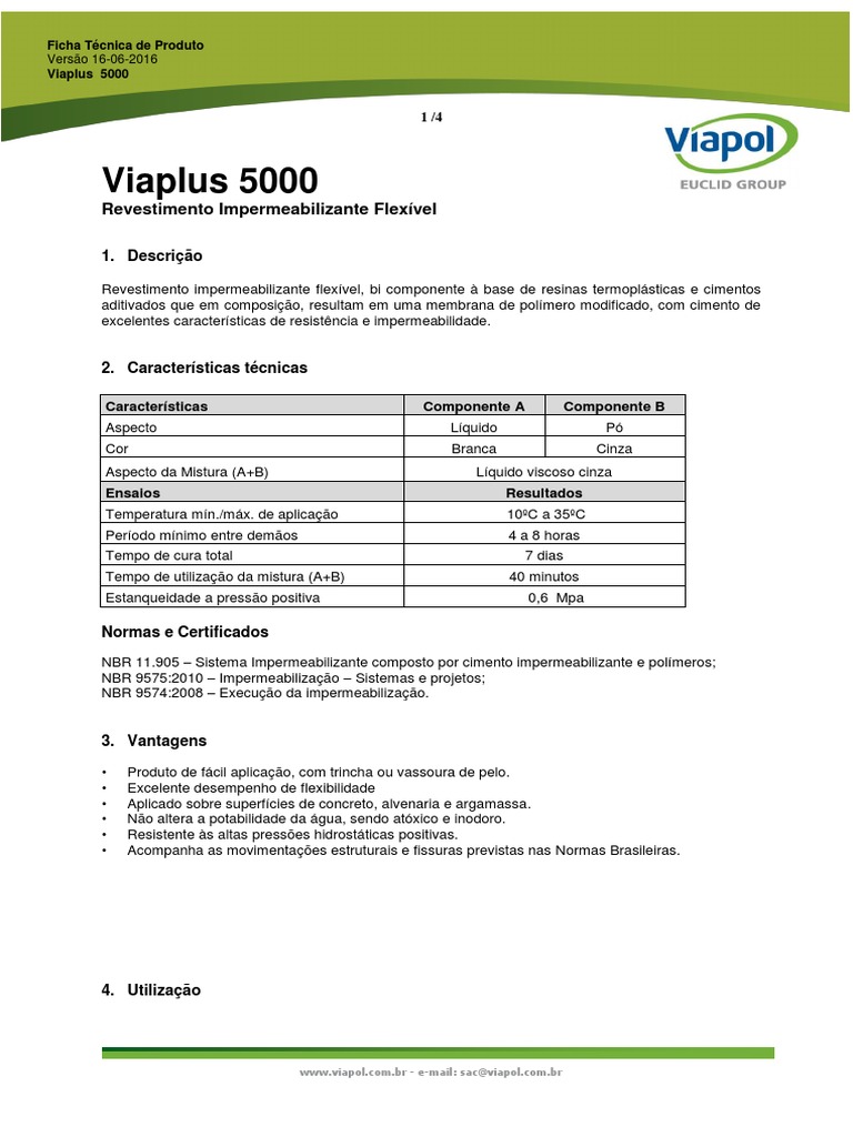 Viaplus 5000 | PDF | Argamassa (alvenaria) | Embalagem e rotulagem