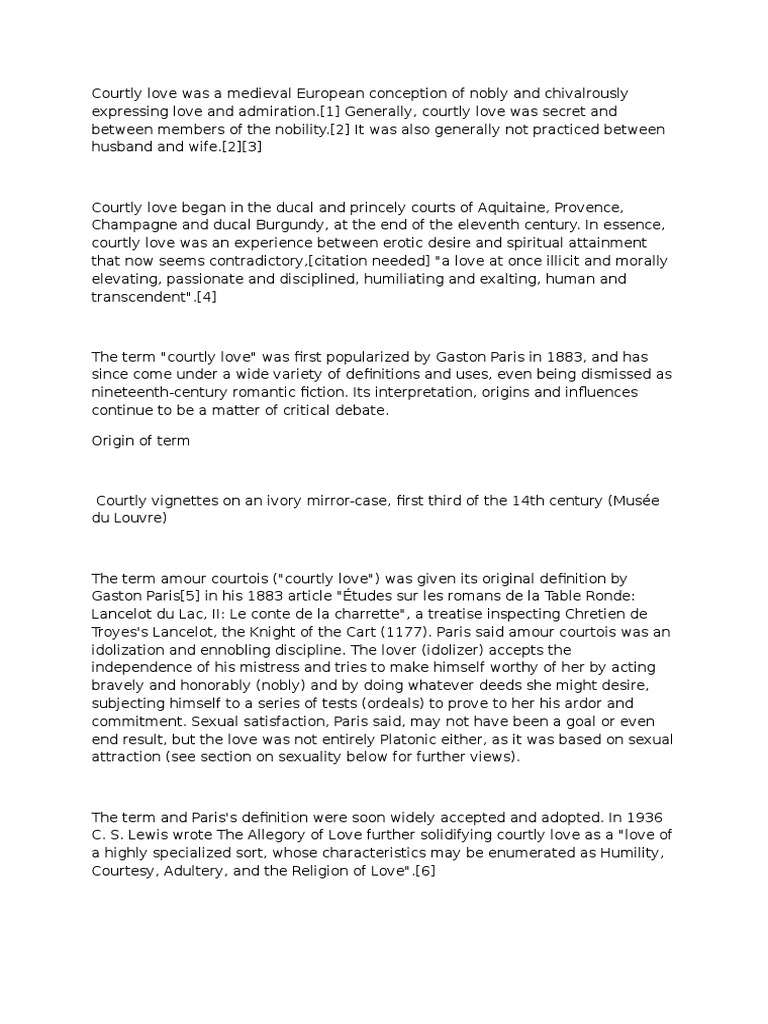 Courtly Love's Secret Medieval Code of Noble Romance | PDF | Chivalric ...