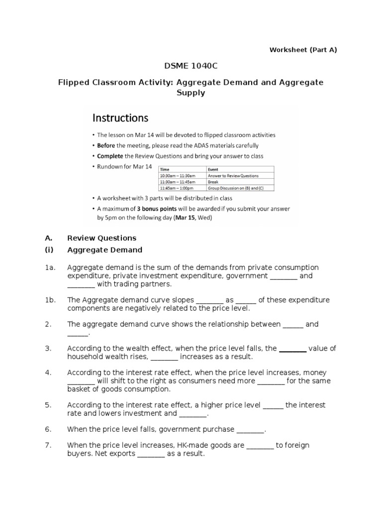 ADAS Instructions & Review Questions | PDF | Aggregate Demand | Nominal ...