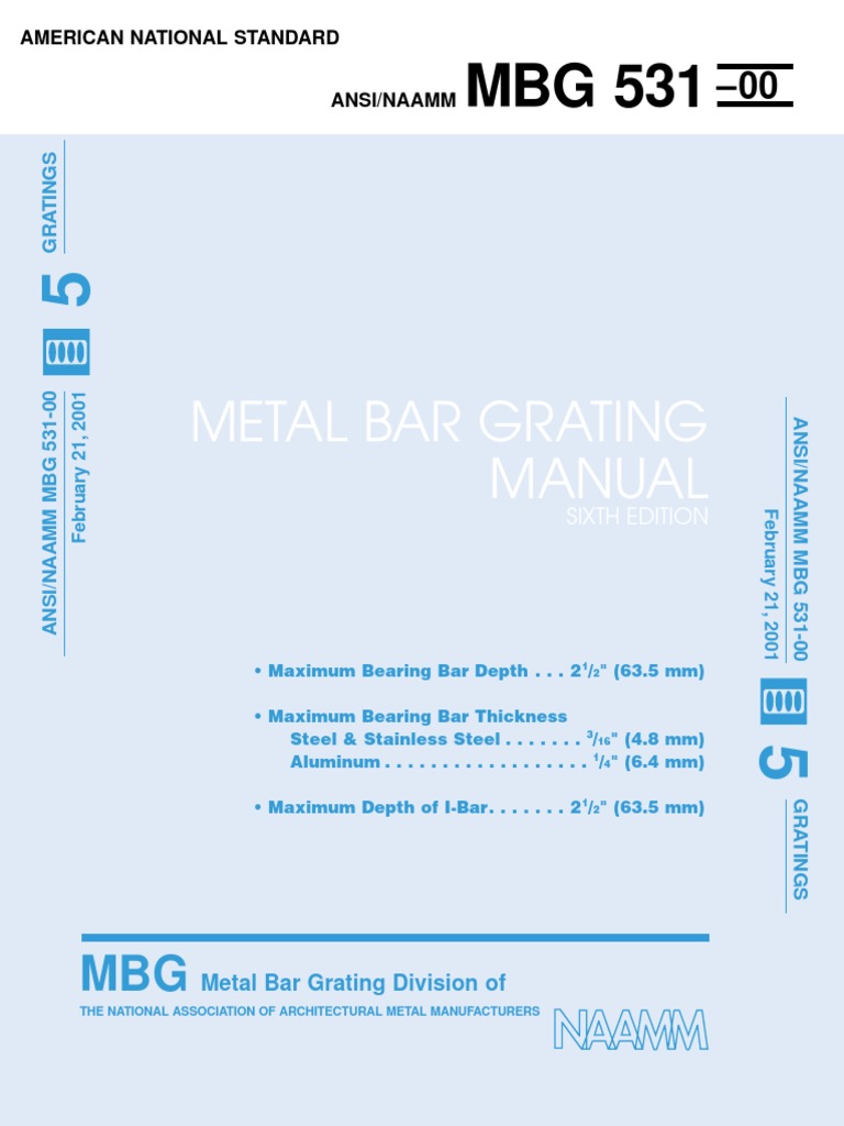 ANSI NAAMM MBG531-00 Metal Bar Grating Manual PDF | PDF