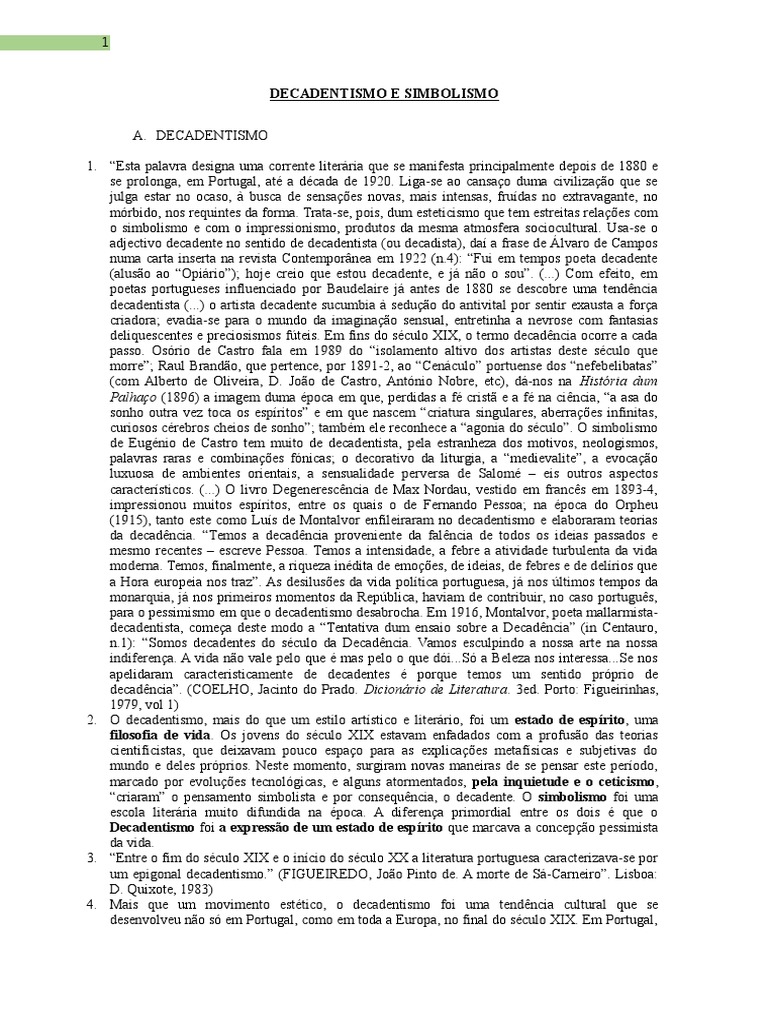 O Decadentismo e o Simbolismo na literatura portuguesa: uma análise das ...