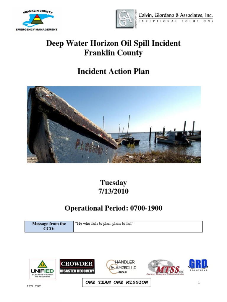 Deep Water Horizon Oil Spill Incident Franklin County Incident Action ...