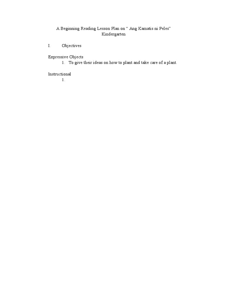 A Beginning Reading Lesson Plan On | PDF | Self-Improvement | Wellness