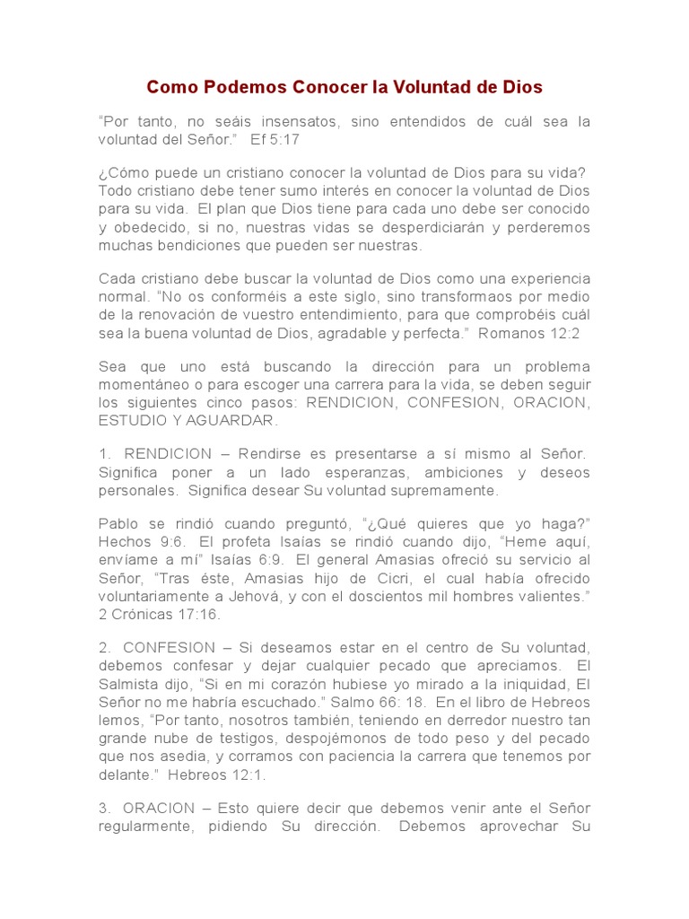 Como Podemos Conocer La Voluntad de Dios-Bosquejo | PDF | Salmos | Oración