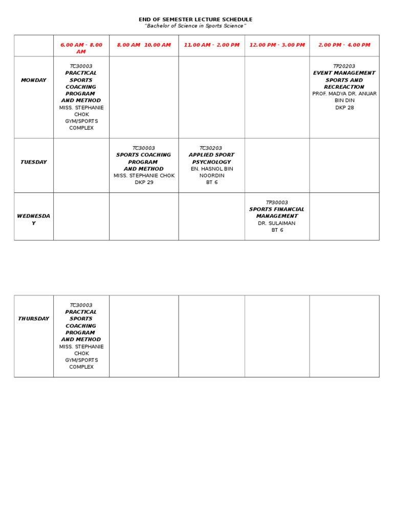 Jadual Kuliah Pdf