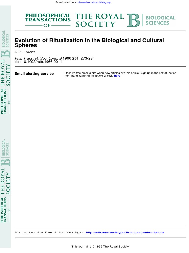 Evolution of Ritualization in The Biological and Cultural Spheres | PDF ...