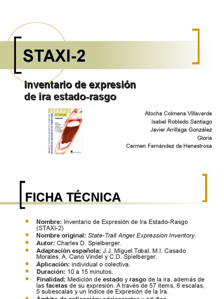 Inventario STAXI-2 de Ira | PDF | Ira | Experiencia subjetiva