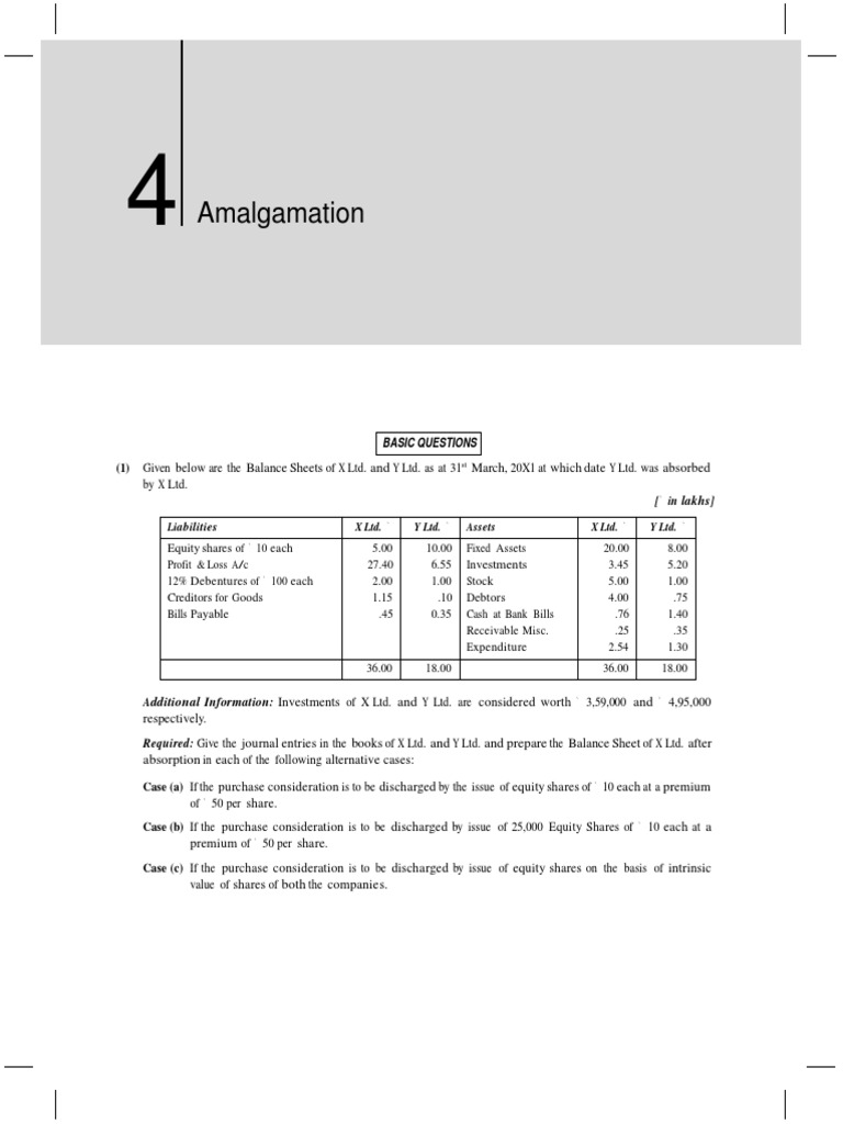 Amalgamation Accounting Journal Entries | PDF | Consolidation (Business ...
