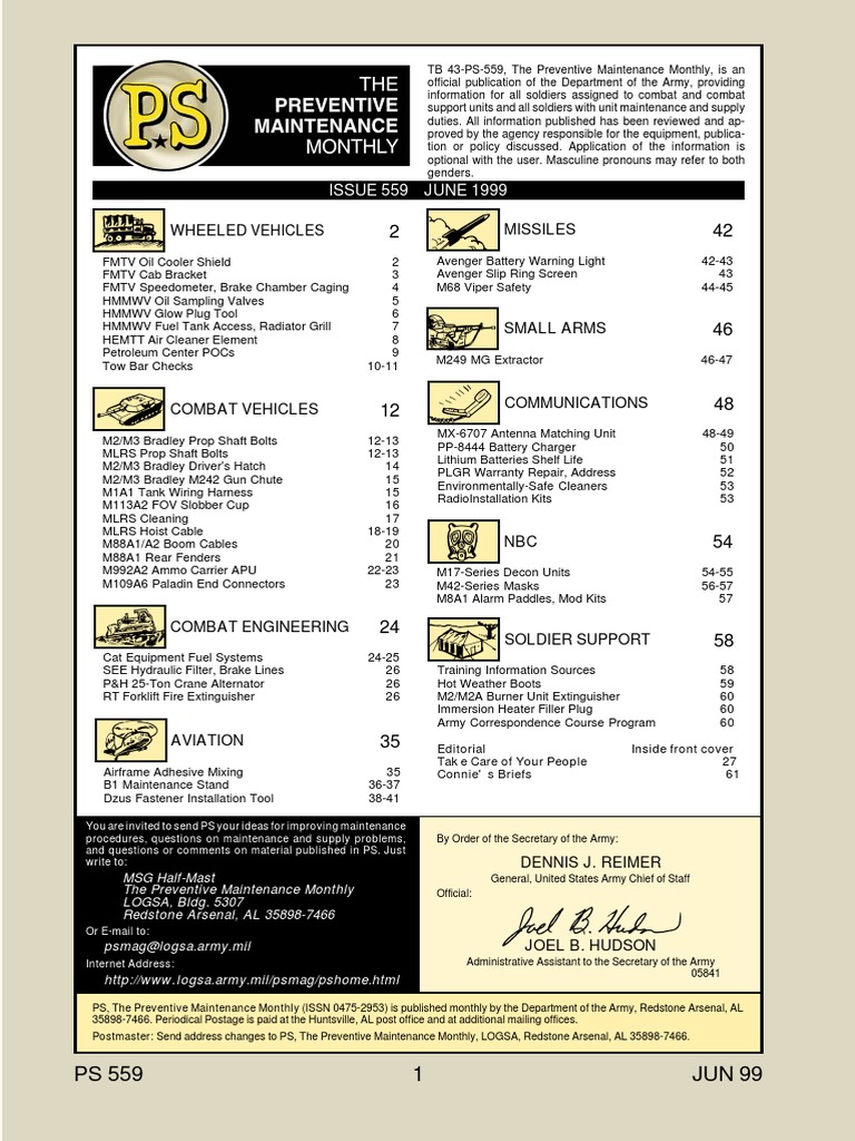 PS Magazine - The Preventive Maintenance Monthly 559 (1999) (LOGSA ...