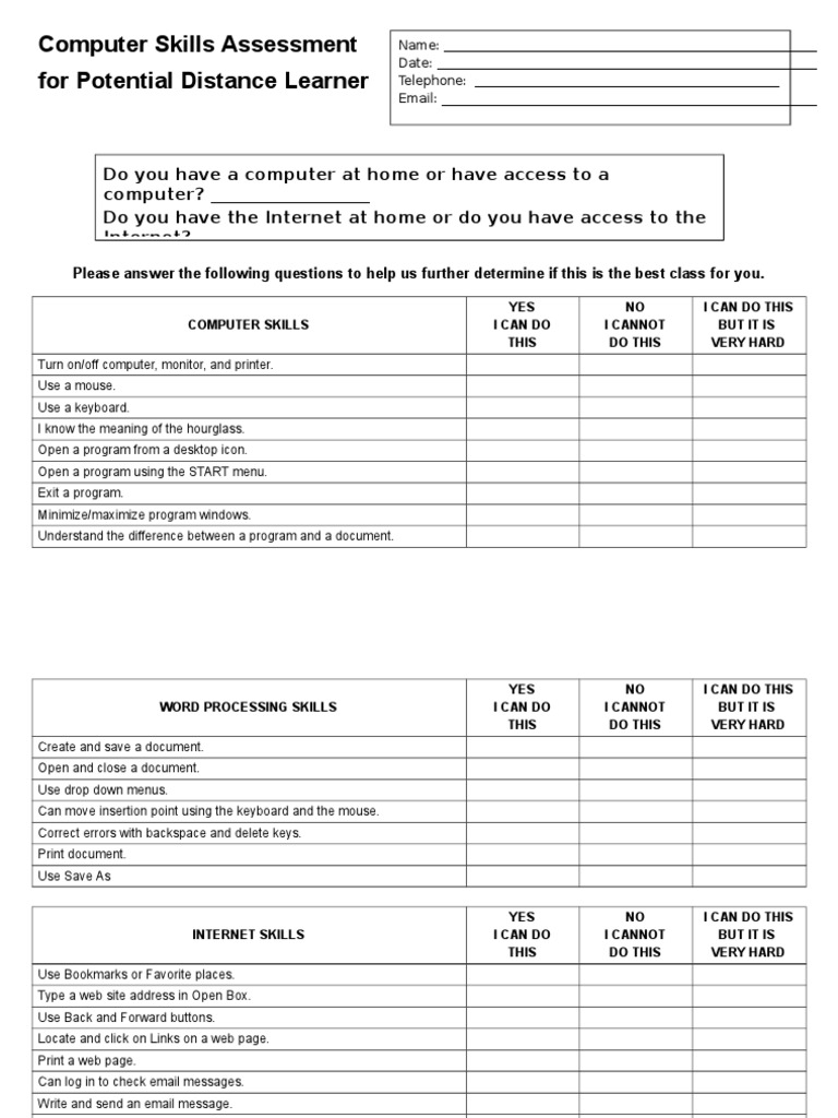Computer Skills Assessment | PDF | Computer Keyboard | World Wide Web