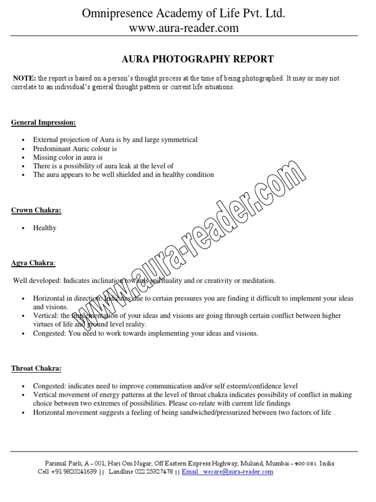 Aura Readers Report Template For Website | PDF | Chakra | Feeling