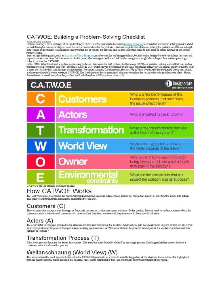 CATWOE: Building A Problem-Solving Checklist | PDF