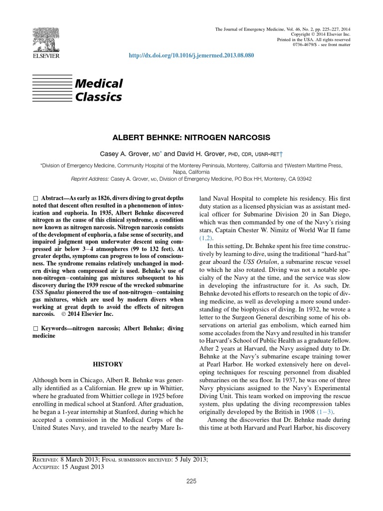 Nitrogen Narcosis | PDF | Underwater Diving | Scuba Diving