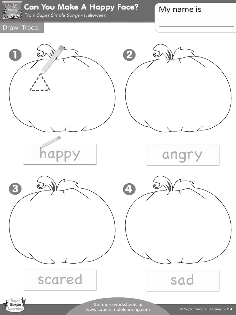 Can You Make A Happy Face Worksheet Draw and Trace BW PDF | PDF
