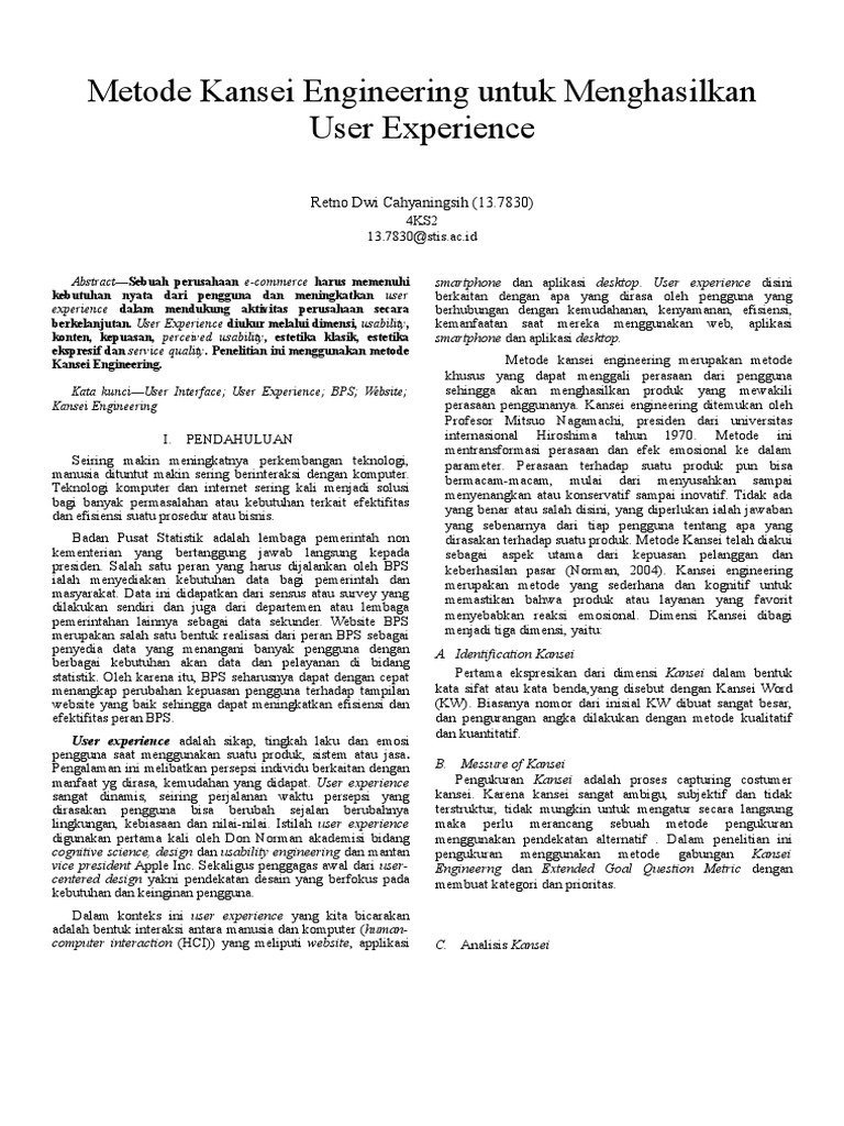 Metode Kansei Engineering Untuk Menghasilkan User Experience | PDF