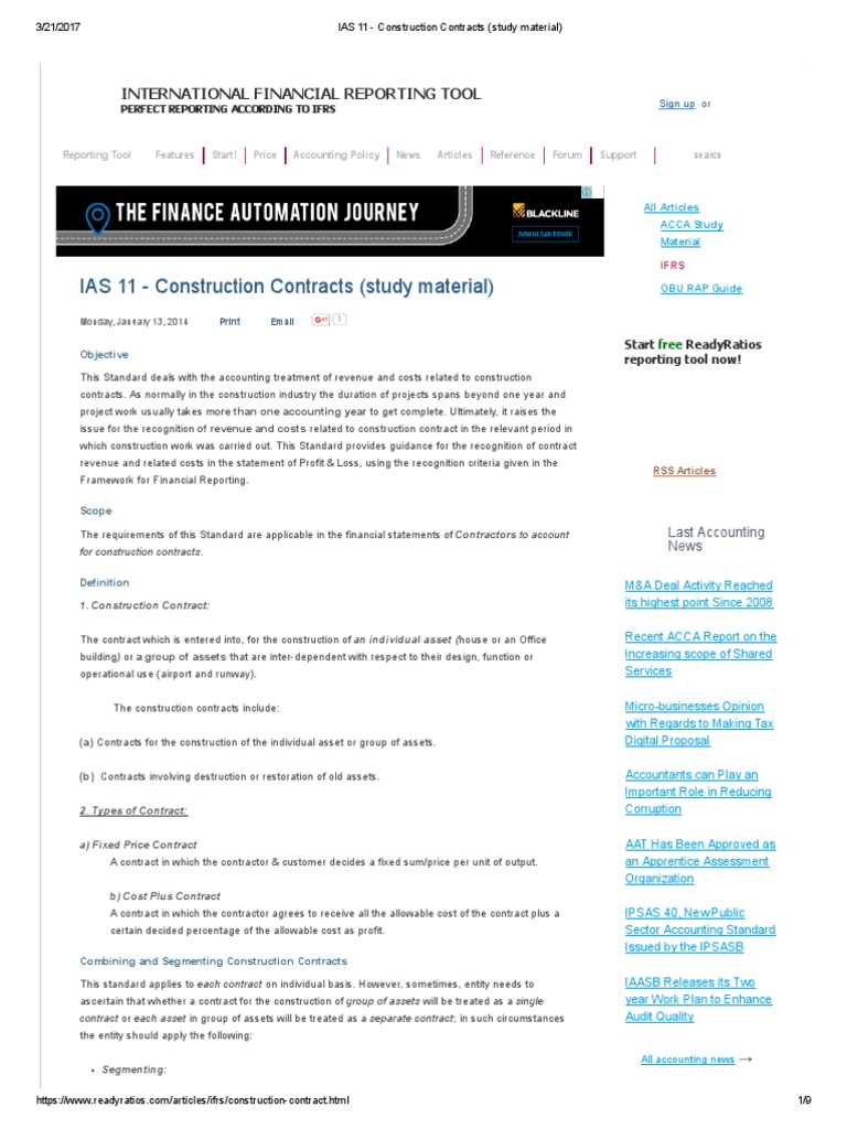 IAS 11 - Construction Contracts (Study Material) | PDF | International ...
